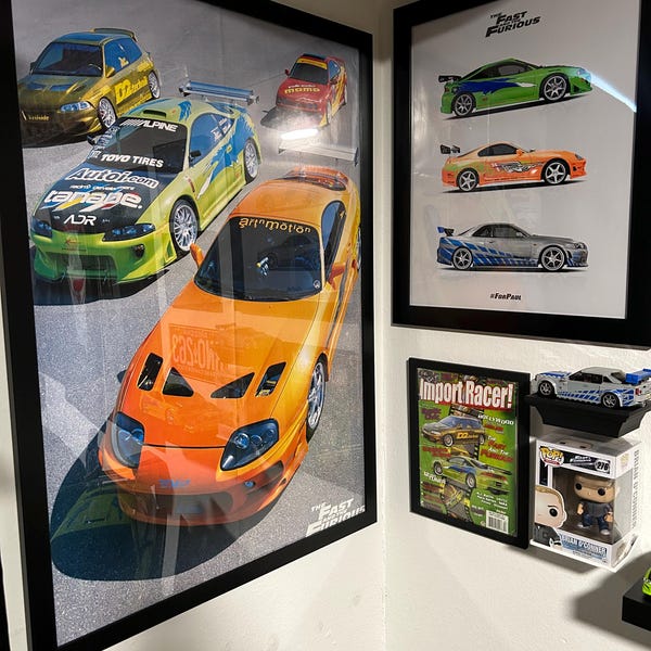 Fast and Furious Paul Walker Tribute Wall Art - Wall Decor Car Poster ...