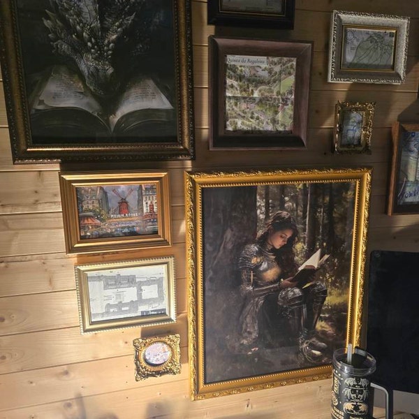 Large Book Dragon Painting, Art Print Poster, Gothic, Fantasy Wall ...