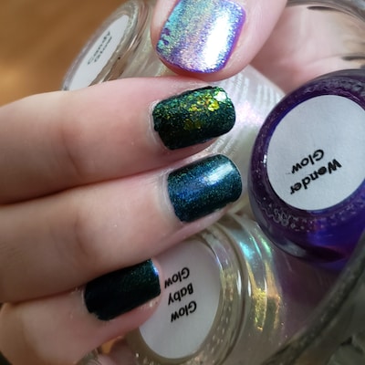 Full 6 Set glow Pop Collection PT 4 Clear Top Coats oil Slick Color ...