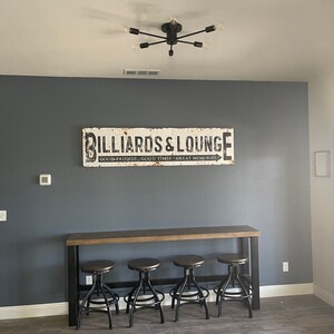 Billiards and Lounge Sign Modern Farmhouse Wall Decor Family Large ...