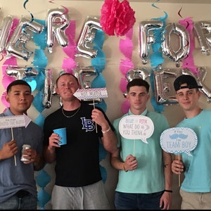 Funny Chevron Gender Reveal Baby Shower Photo Booth Props Gender ...