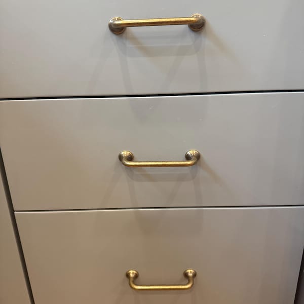 Vintage Italian Cabinet Hardware Set: Antique Brass Knobs and Drawer ...
