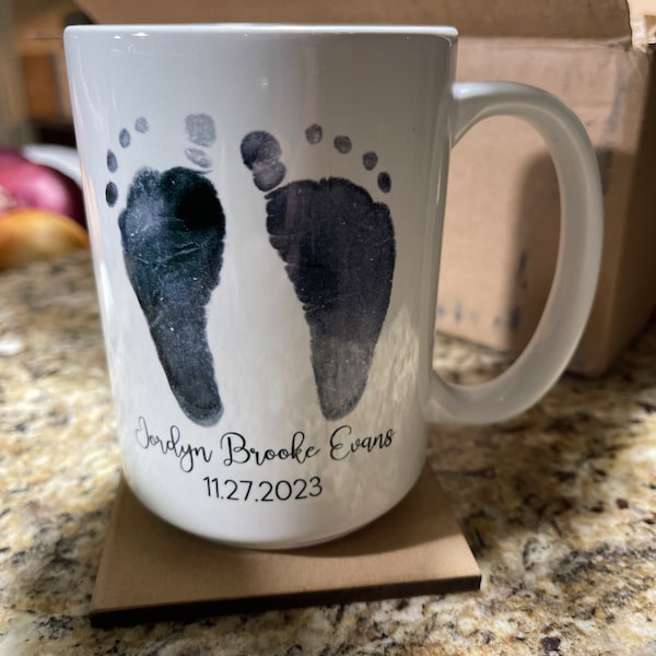 Handprint Mug, Footprint Mug, Baby Handprint Mug, Baby Footprint Mug ...