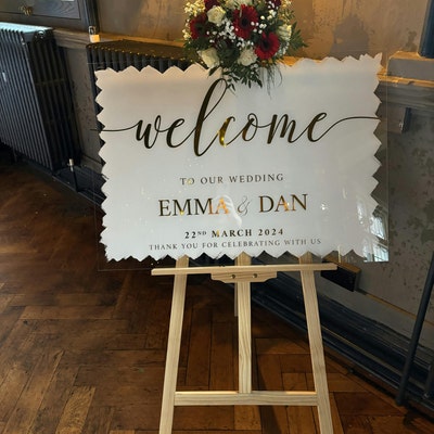 Personalised Acrylic Wedding Welcome Sign, A1 and A2 - Etsy UK