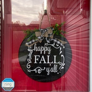 Door Hanger Happy Fall Sign Front Door Decor Wood Door - Etsy