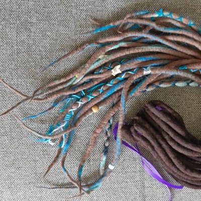 Wool Dreads Ombre Brown on Blond Dreadlocks Threads, Ribbons Boho ...