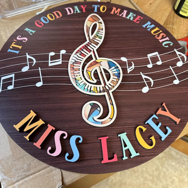 Music Teacher Door Sign, Personalized Wooden Sign Music, Music ...