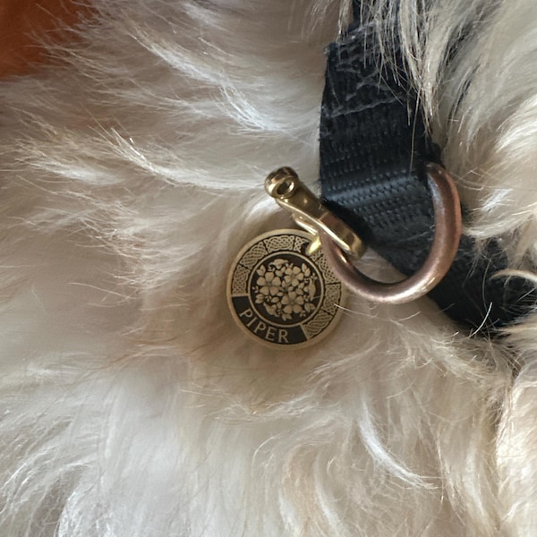 Brass Dog Tag, Personalized Brass Pet ID Tag, Custom Cat Tag, Unique ...