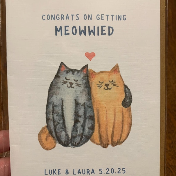 Cute Cats Wedding Card, Congratulations Engagement / Marriage Card for ...