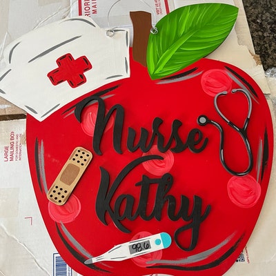 School Nurse Apple Door Hanger - Etsy