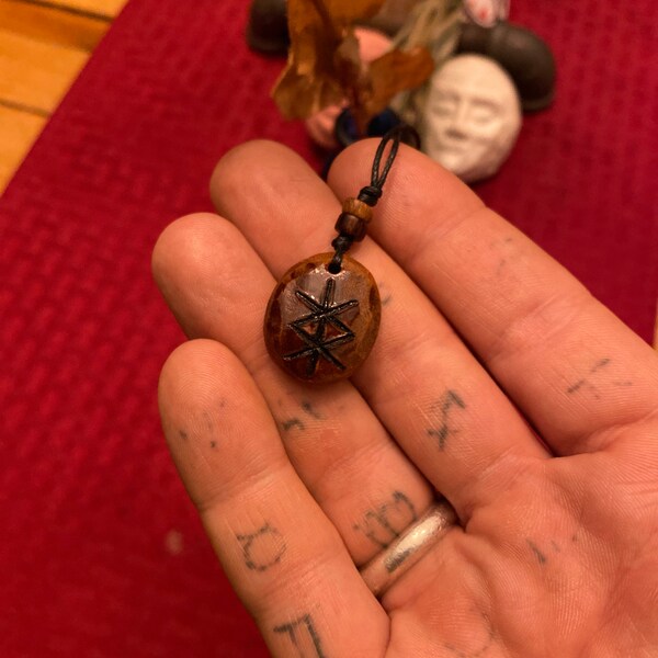 Lucifer Sigil, Carved Avocado Stone, Lucifer Necklace, Gift for Him ...