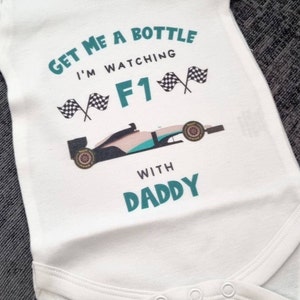 Mini F1 Fan Matching Bib and Bodysuit Gift Set Baby F1 Gift New Dad F1 Gift Racing Baby Gift New ...