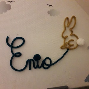Prénom tricotin décor lapin - Etsy France