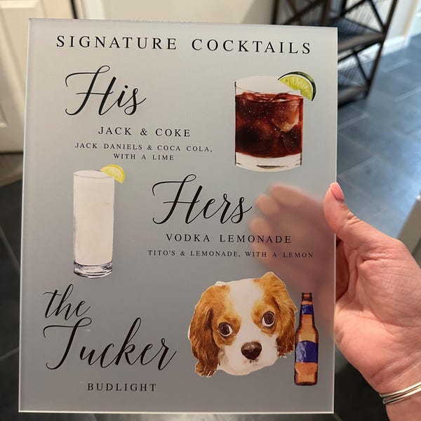 Art Deco Inspired Acrylic Bar Sign, Signature Drink Bar Menu, Wedding ...