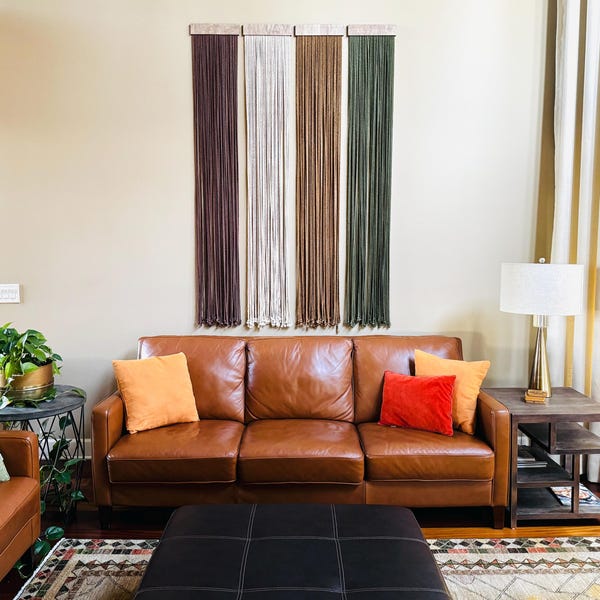 Wall Cotton Rug, Wall Decor, Wooden Wall Hanging, Wall Art, Fiber Art ...