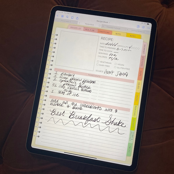 Digital Recipe Book for Goodnotes, Notability | Hyperlinked iPad ...