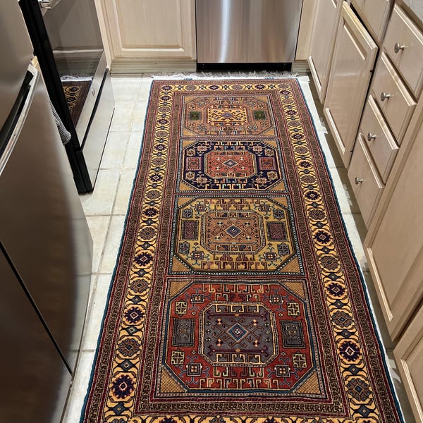 4x9 Oushak Rug, 4x9 Vintage Wool Rug, 4x9 Turkish Oriental Rug, Red ...