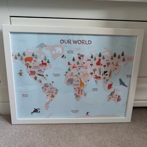 Animal World Map Mama and Baby Animals World Map Nursery - Etsy UK