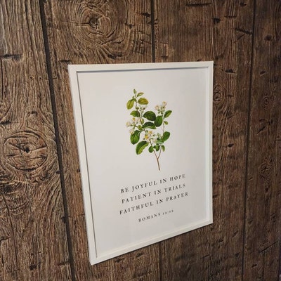 Christian Floral Poster Set of 2, Bible Verse Wall Art, Botanical ...