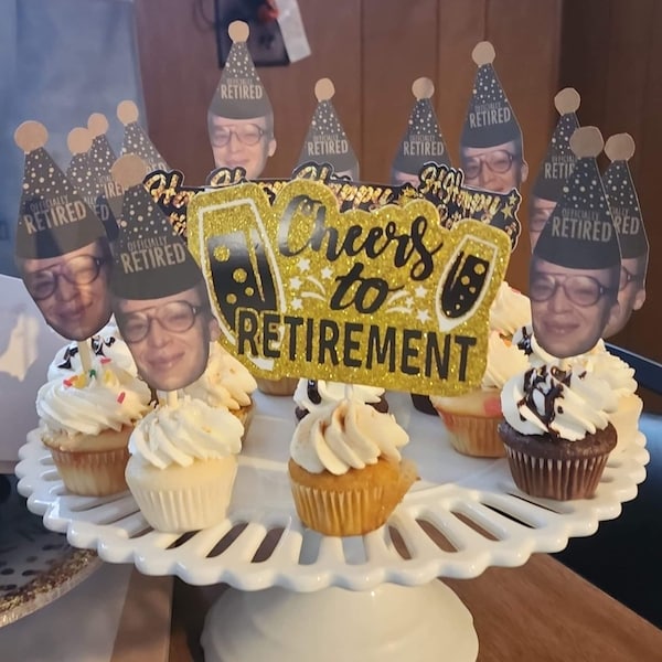 Personalized Face Cupcake Toppers, Retirement Photo Cupcake Toppers ...