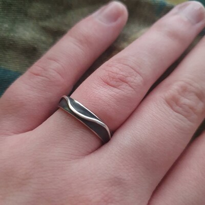 Blue Topaz Stack Ring. Silver Stack Ring, Enamel Ring, London Blue Topaz Pebble Ring, Pebble ...