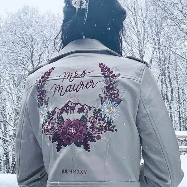 Personalised Bridal Wedding Jacket BESPOKE Design Service Embroidered ...