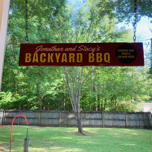 Backyard BBQ Sign, Custom Barbecue Sign, Grill Master Gift for BBQ ...
