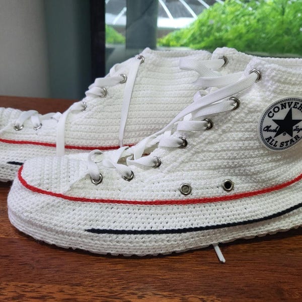Crochet Converse-style High-top Classic Sneaker Slippers - Custom ...
