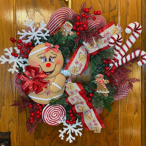 Winter Wreath, Old World Santa Christmas Wreath, Rustic Santa Wreath ...