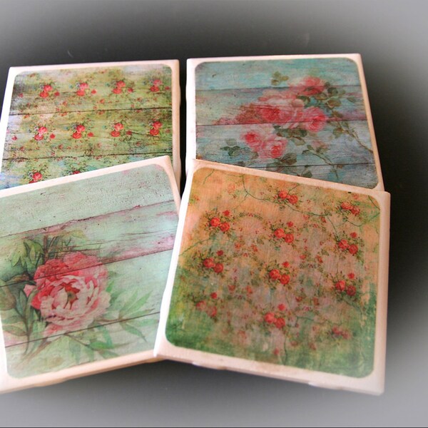 Floral Digital Scrapbook Paper Pack Shabby Chic Vintage Rose Flower ...