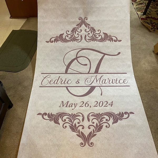 Custom Personalized Aisle Runner Wedding Aisle Runner MAE32/ENT Plain ...