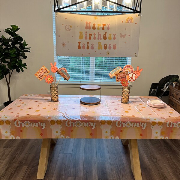 Groovy Birthday Banner, Two Groovy Birthday, Hippie Banner, Boho Groovy ...