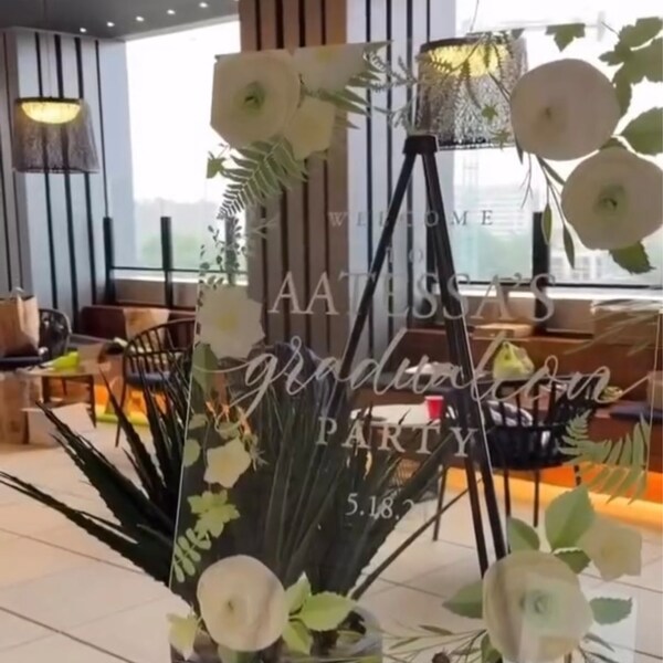 Floral Graduation Welcome Sign, Made of Acrylic, 18x24 Acrylic Sign ...