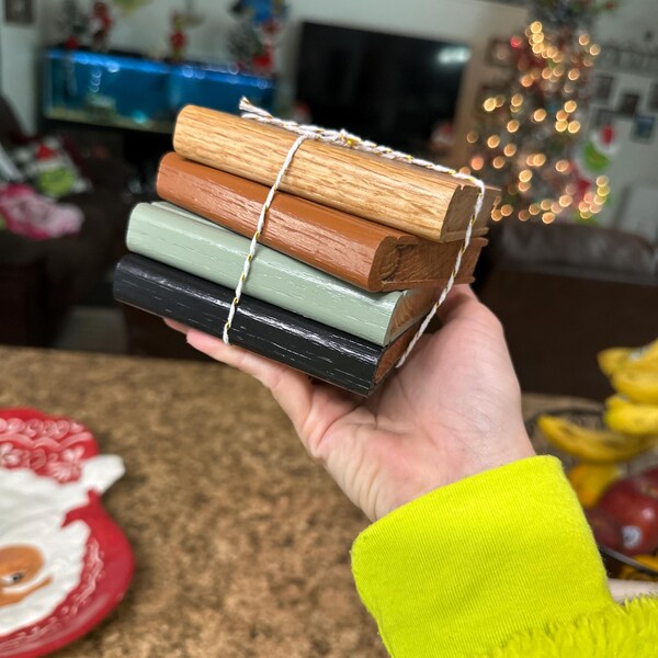 Book Coasters Wooden Bookish Gift Bookish Decor Handmade Cute Coasters ...