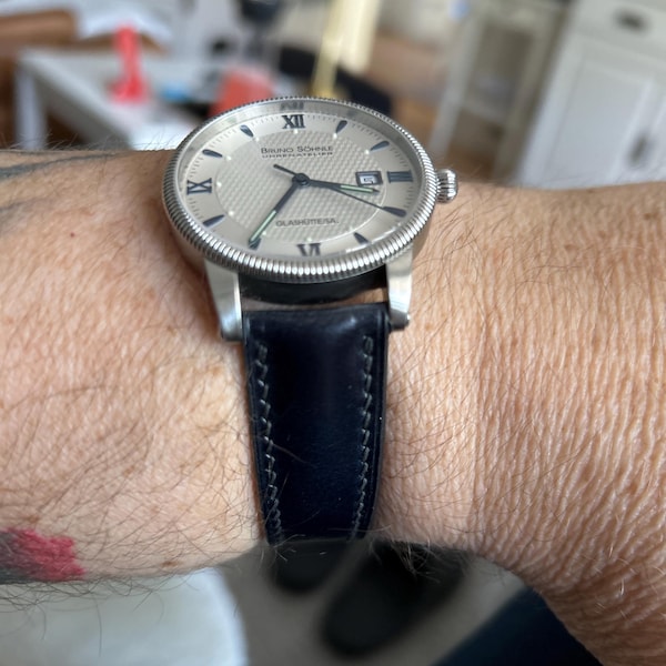 Racing Style Leather Bund Strap 20mm 22mm Bund Rally Holes Watch Band ...