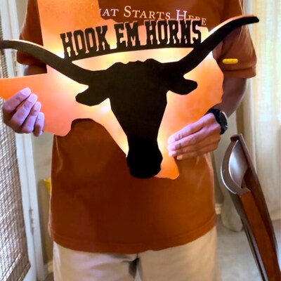 Longhorn on Texas Personalized Custom LED Sign Texas Man - Etsy