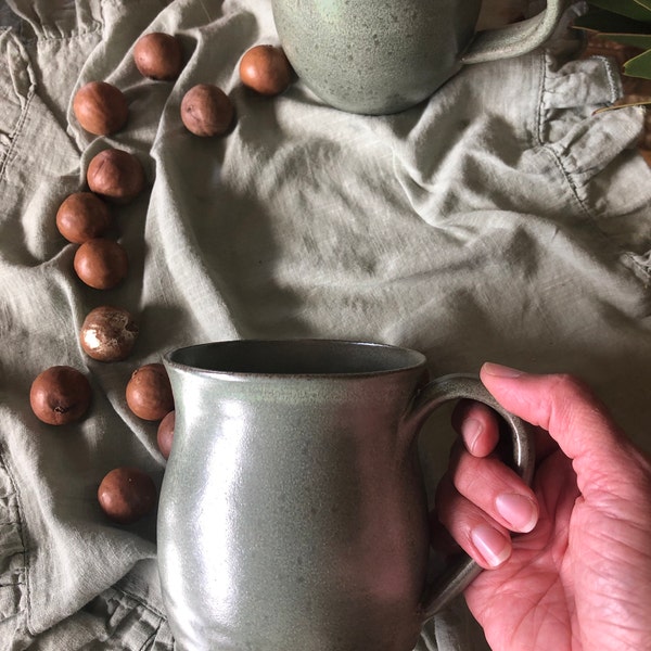 Large Ceramic Light Green Mug, Big Ceramic Mug Handmade, Big Coffee Mug ...