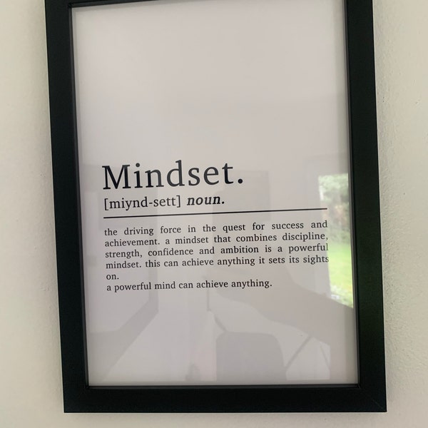 Mindset Definition Inspirational Office Wall Art Decor Print ...