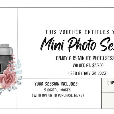 Editable Photoshoot Gift Coupon Template, Printable Photo Session Gift ...