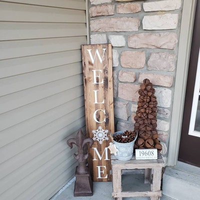 Christmas Welcome Sign Winter Porch Decor Let It Snow Sign Farmhouse ...