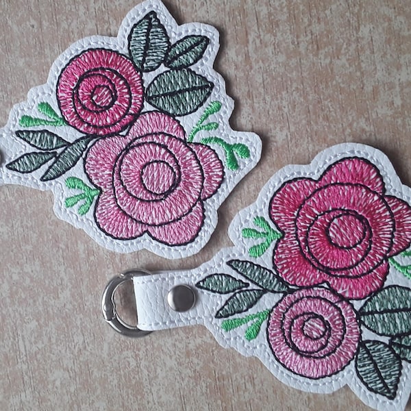 Rose Snap Tab in the Hoop ITH Machine Embroidery Designs, Keychain ...