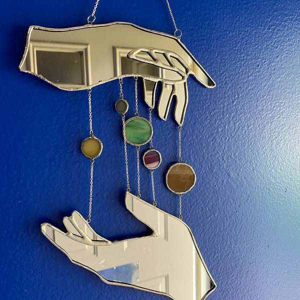Stained Glass Silver Solar System Hands - Etsy