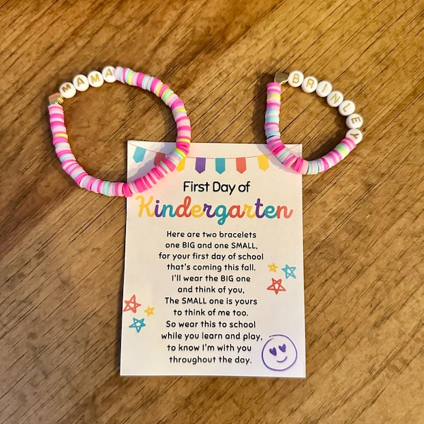 First Day of School Bracelet Set | Mommy and Me Bracelet | Kindergarten ...