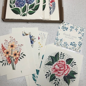 Coastal Shells Art Postcard Seashells and Wildflowers | Etsy