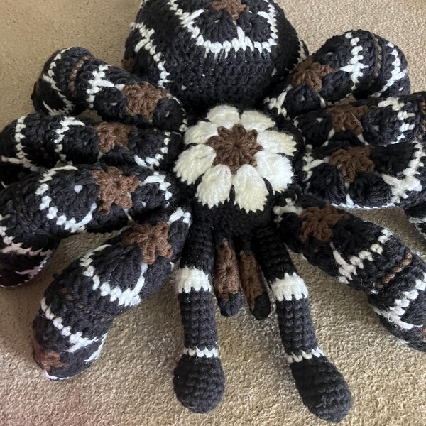 Crochet Pattern Solid Shapes Giant Tarantula Spider African Flower PDF ...