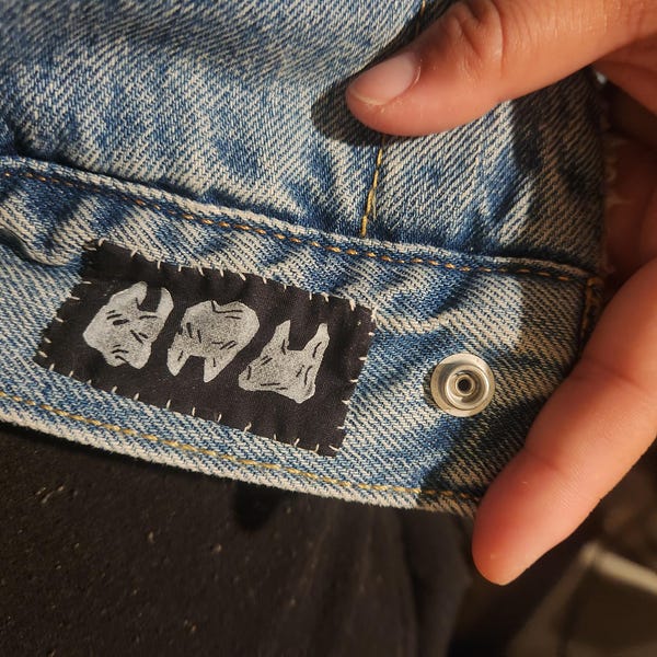 Skin of Your Teeth Small Sew on Fabric Lino Print Teeth Patch - Etsy