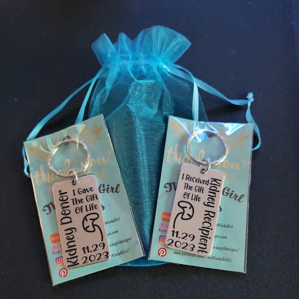 Gift of Life Keychain, Kidney Donor, Kidney Recipient, Custom Organ ...