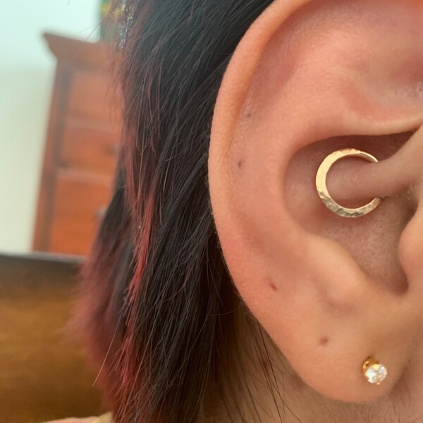 Gold Filled Daith Ring Hammered, 8mm Gold Daith Ring, 10mm Gold Daith ...