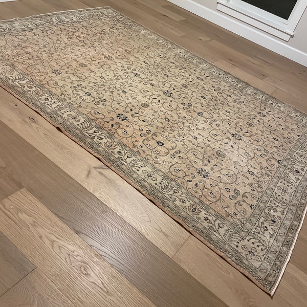 Vintage Rug 5x9, Neutral Turkish Rug, Light Beige Rug, Boho Home Oushak ...