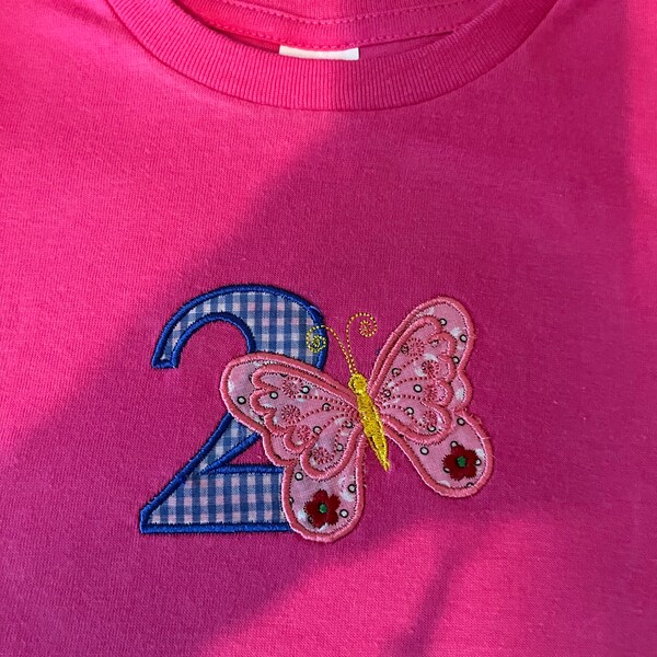 Butterfly Number 2 Birthday Number 2 Machine Embroidery Applique ...